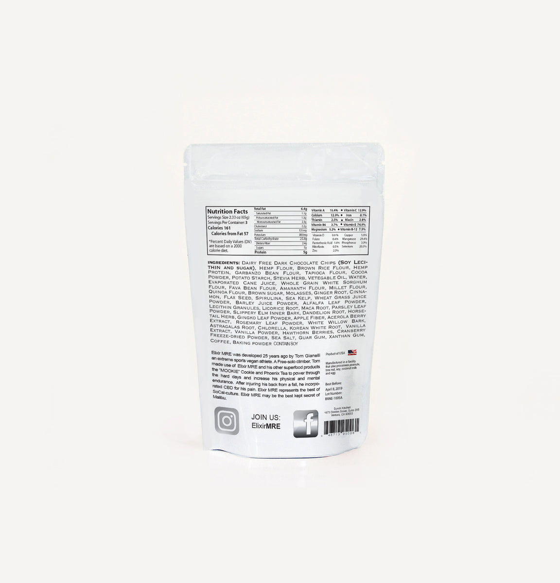 Meal Cookie - Chocolate Chip Brownie – Elixir MRE